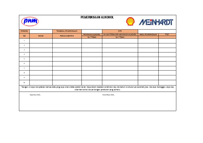 Alkohol Test Form | PDF