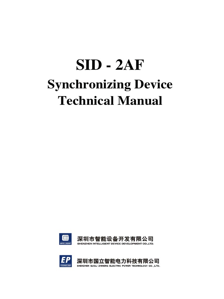Synchronizing Device Technical Manual: Sid - 2af | PDF | Alternating Current | Power Supply