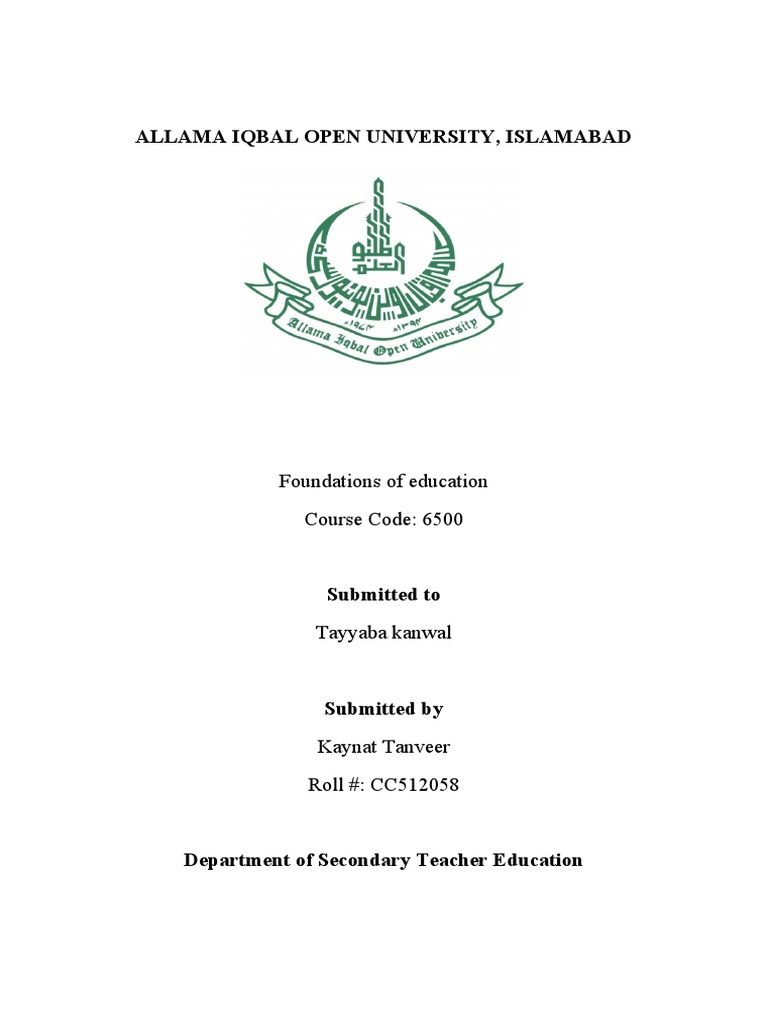 Allama Iqbal Open University | PDF | Idealism | Reality