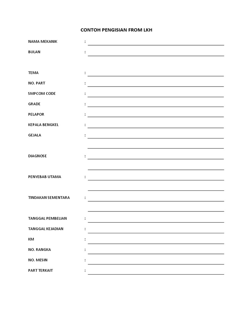 Contoh Pengisian From LKH | PDF
