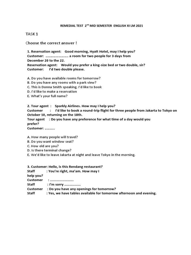 Remedial Test Xi English LM | PDF