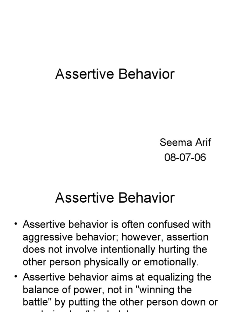 Assertive Behavior | PDF | Body Language | Aggression