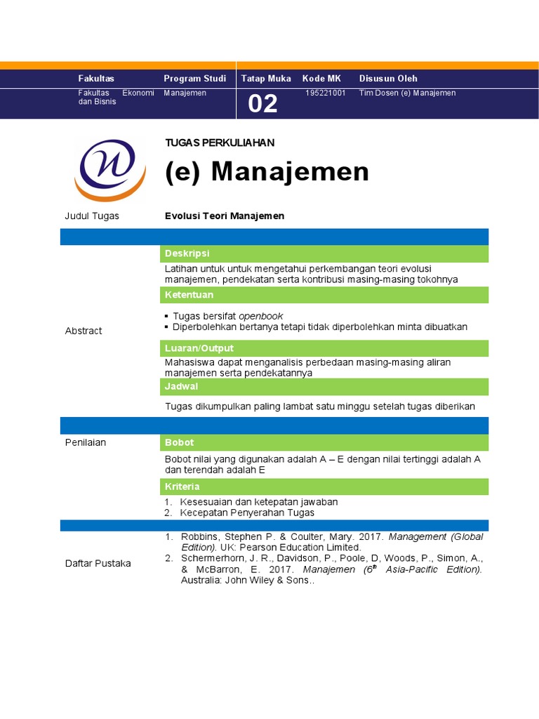TUGAS (E) Manajemen Pertemuan Ke 2 Done | PDF