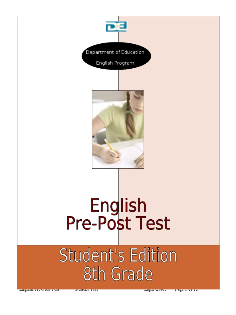 8th Grade Pre-Post Test Student's Edition | PDF | Narrative | Question
