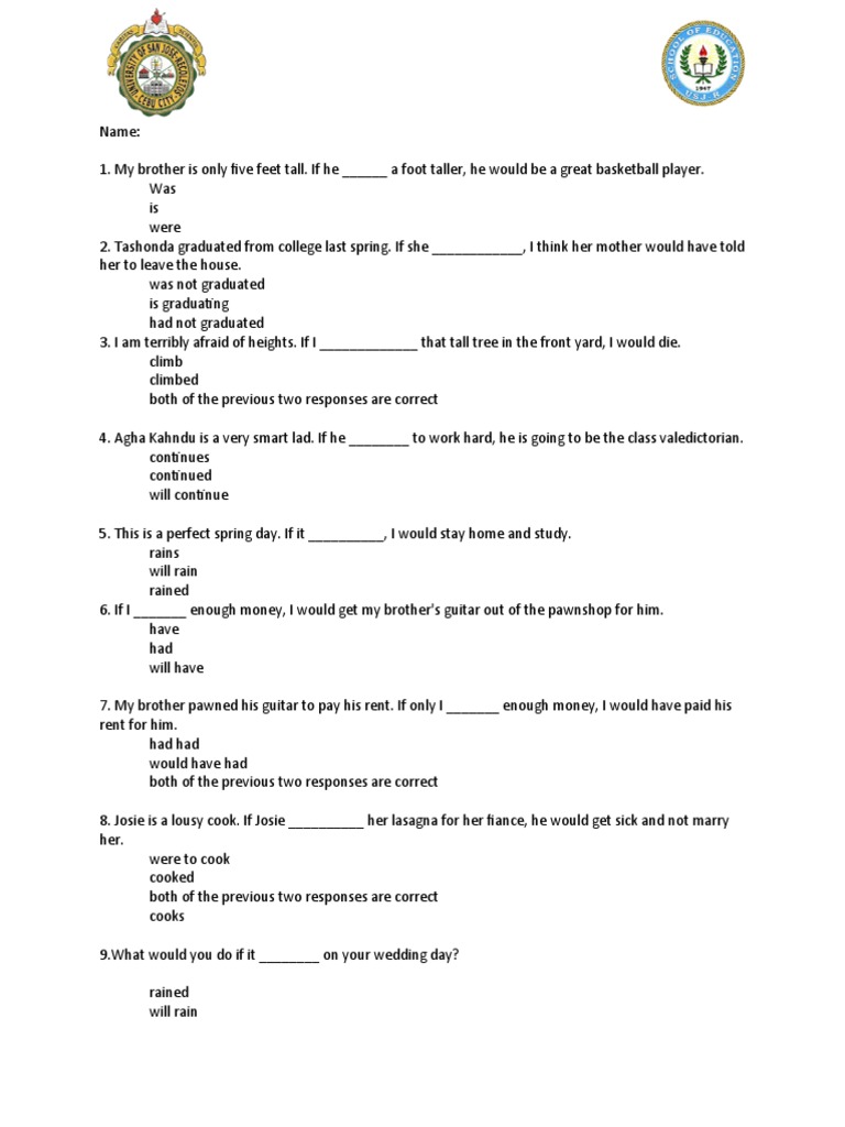 Conditionals | PDF | Foods