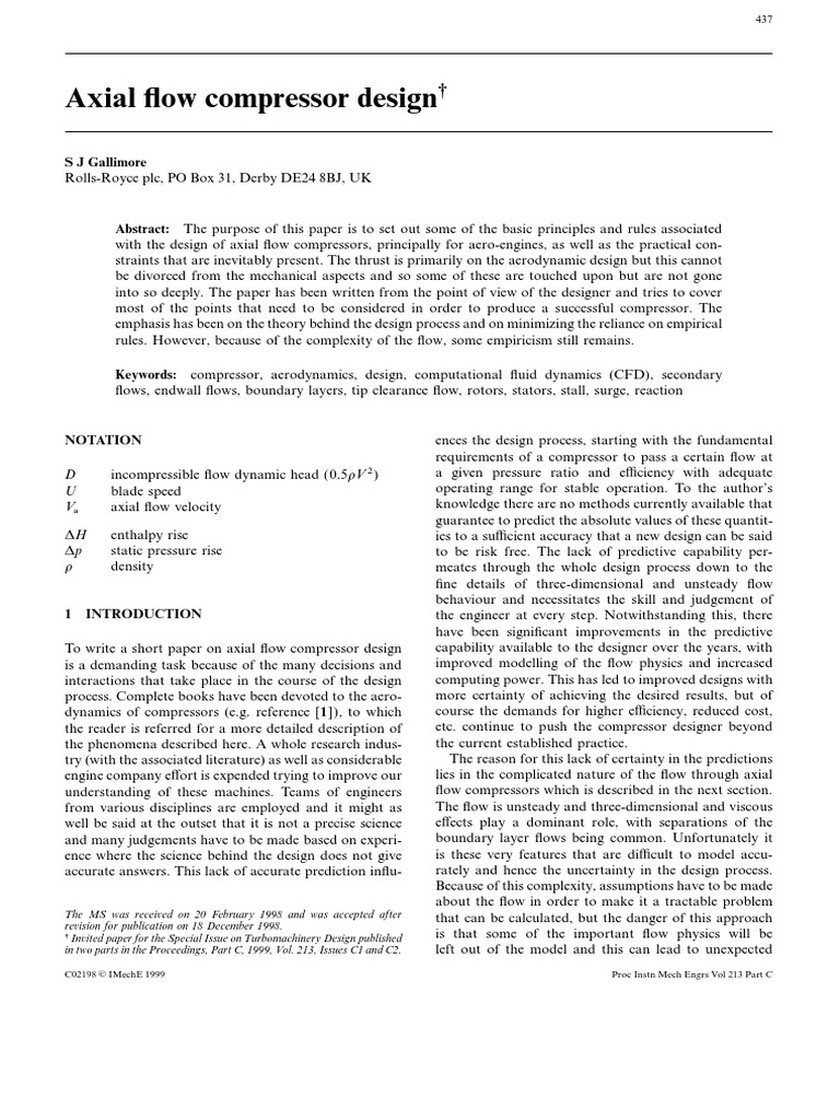 Axial Flow Compressor Design: S J Gallimore | PDF | Boundary Layer ...