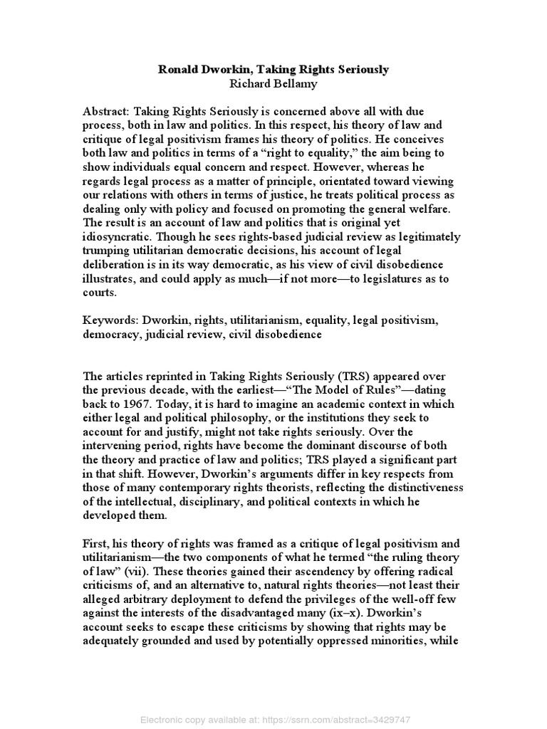 Ronald Dworkin, Taking Rights Seriously | PDF | Jurisprudence | Rights