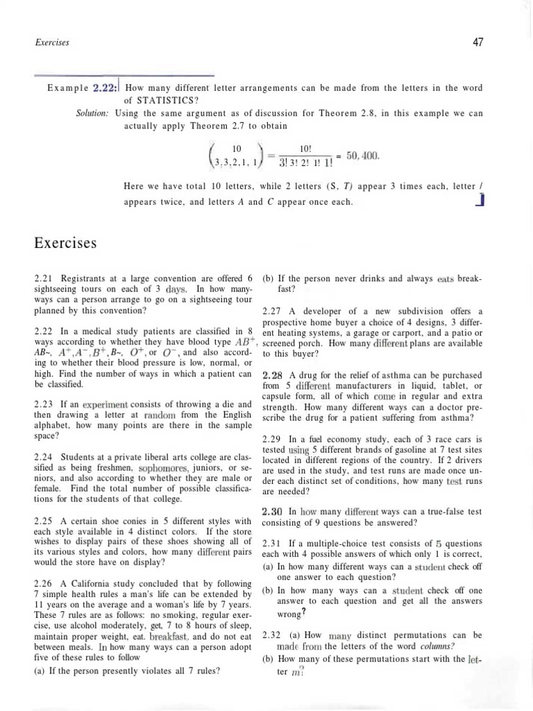 Counting Rules Exercises | PDF | Probability | Teaching Mathematics