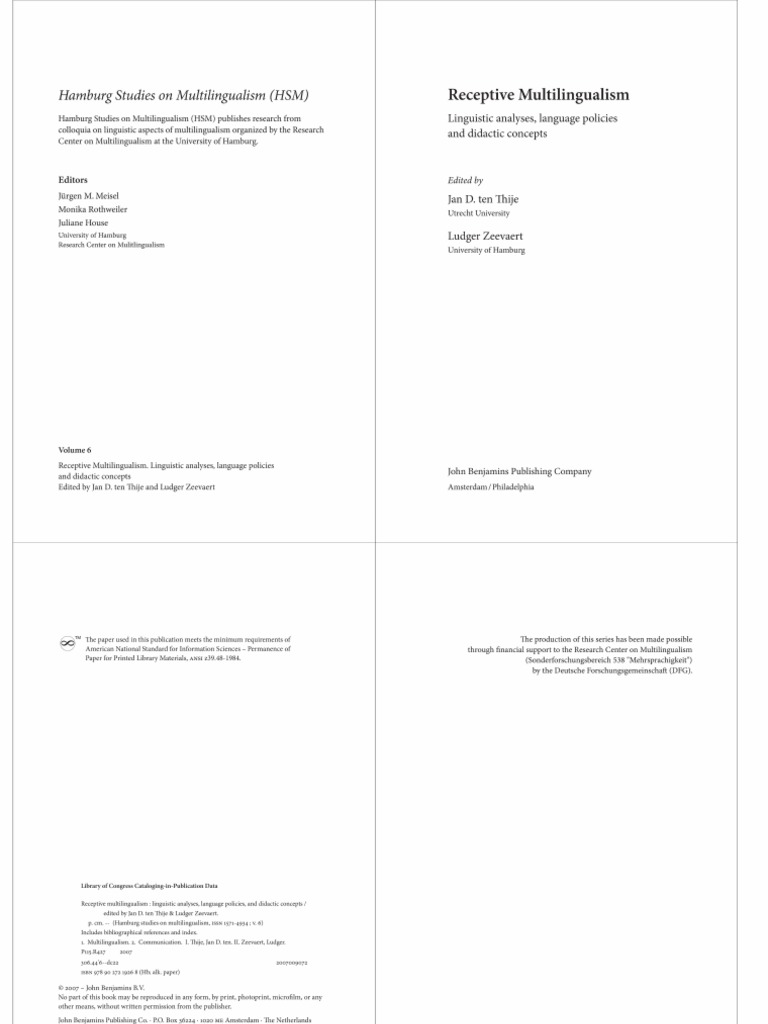 Receptive Multilingualism Insights | PDF | Multilingualism | German ...