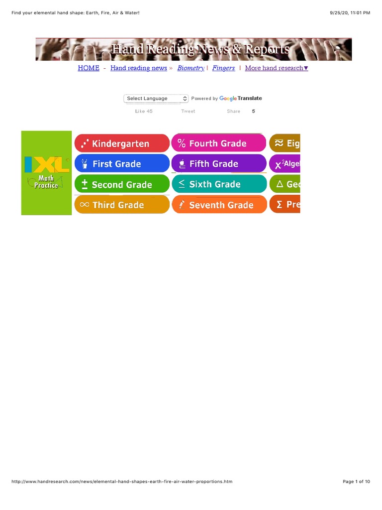 Find Your Elemental Hand Shape: Earth, Fire, Air & Water! | PDF | Hand ...