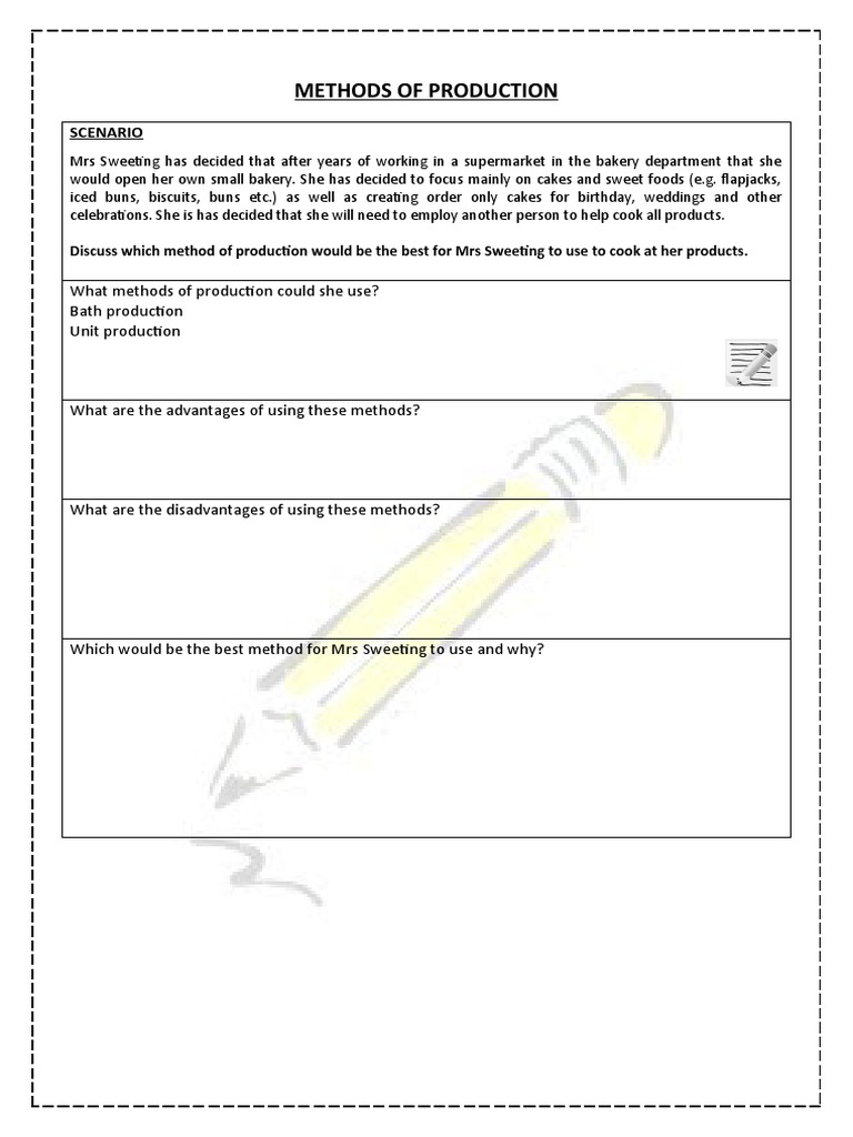 Methods of Production - Student Writing Frame (Копия) | PDF