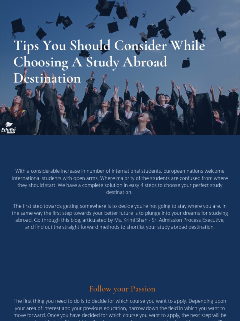 Tips You Should Consider While Choosing A Study Abroad Destination ...