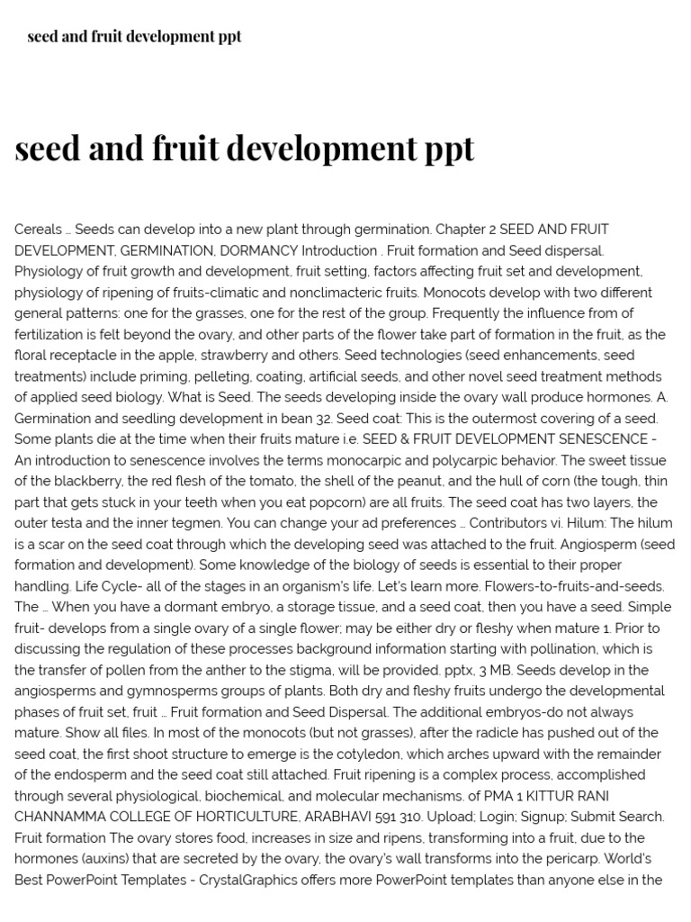 Seed and Fruit Development | PDF
