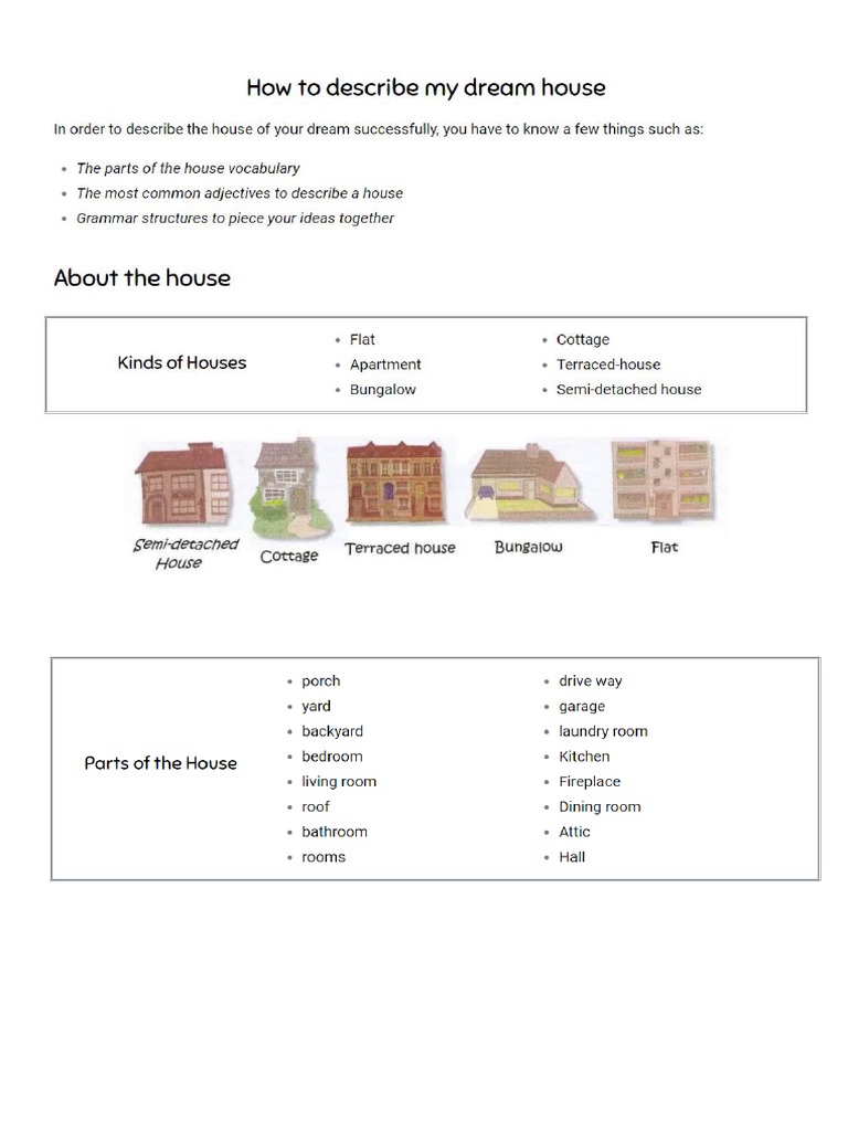 How To Describe My Dream House | PDF