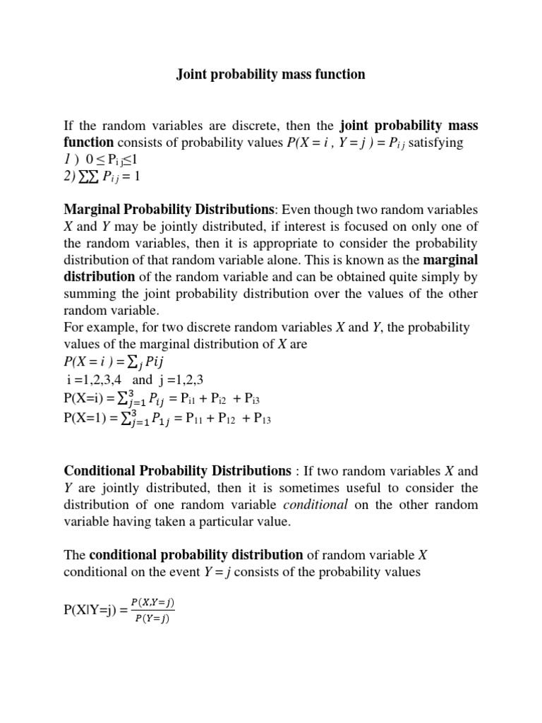 Joint Probability Mass Function | PDF | Random Variable | Measure Theory