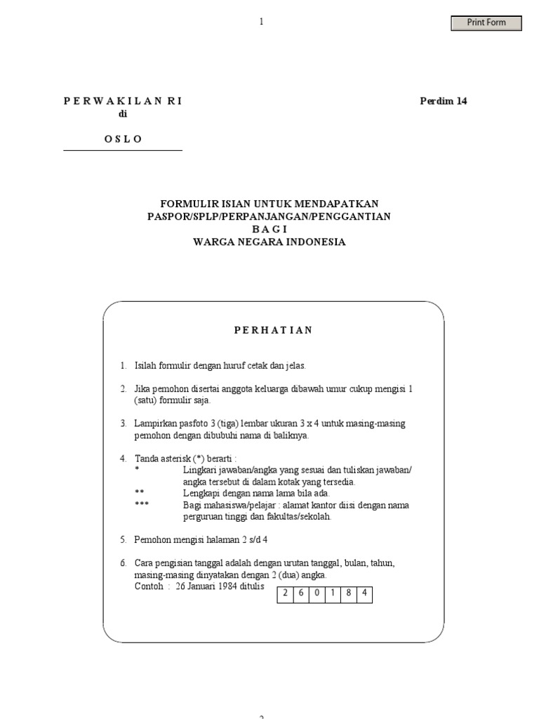 Indonesia Formulir Perdim 14 | PDF