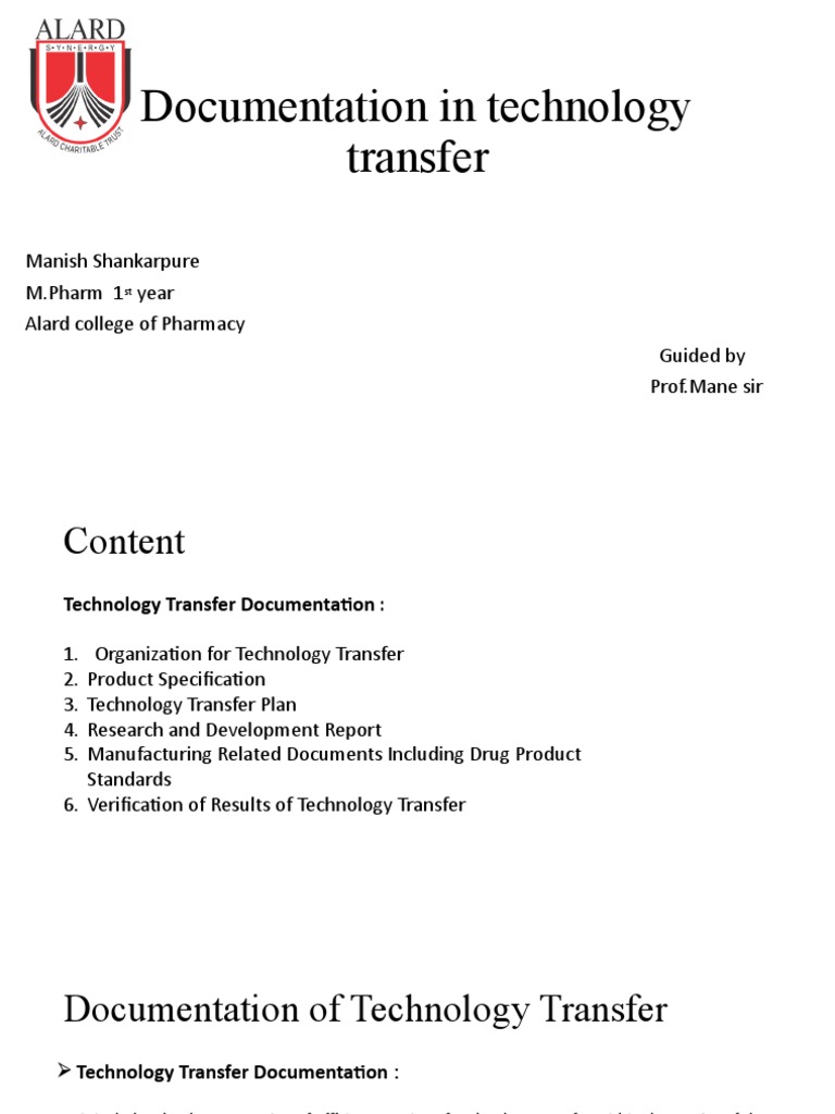 Documentation in Technology Transfer | PDF | Specification (Technical Standard) | Verification ...