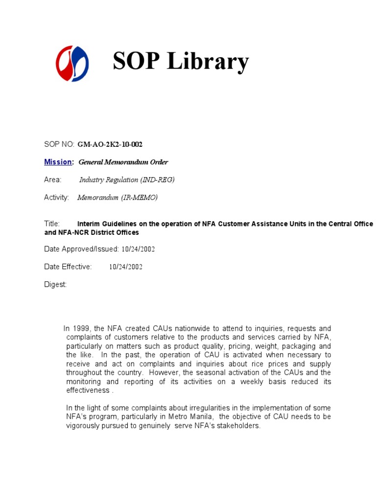 Interim Guidelines On The Operation of Nfa | PDF | Business