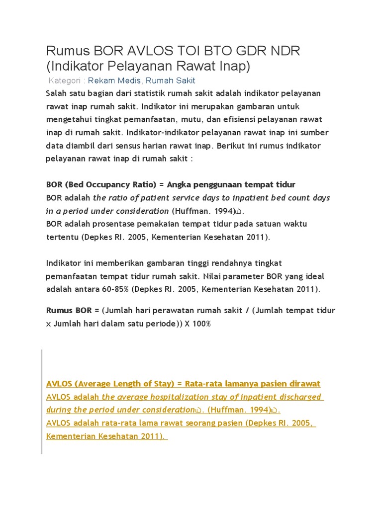 Rumus BOR AVLOS TOI BTO GDR NDR | PDF