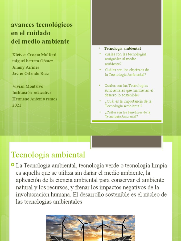 Avances Tecnológicos en El Cuidado Del Medio Ambiente | PDF ...