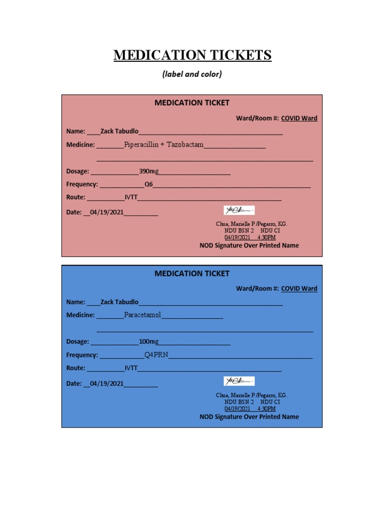 CRMC Medication Tickets | PDF | Wellness | Science & Mathematics