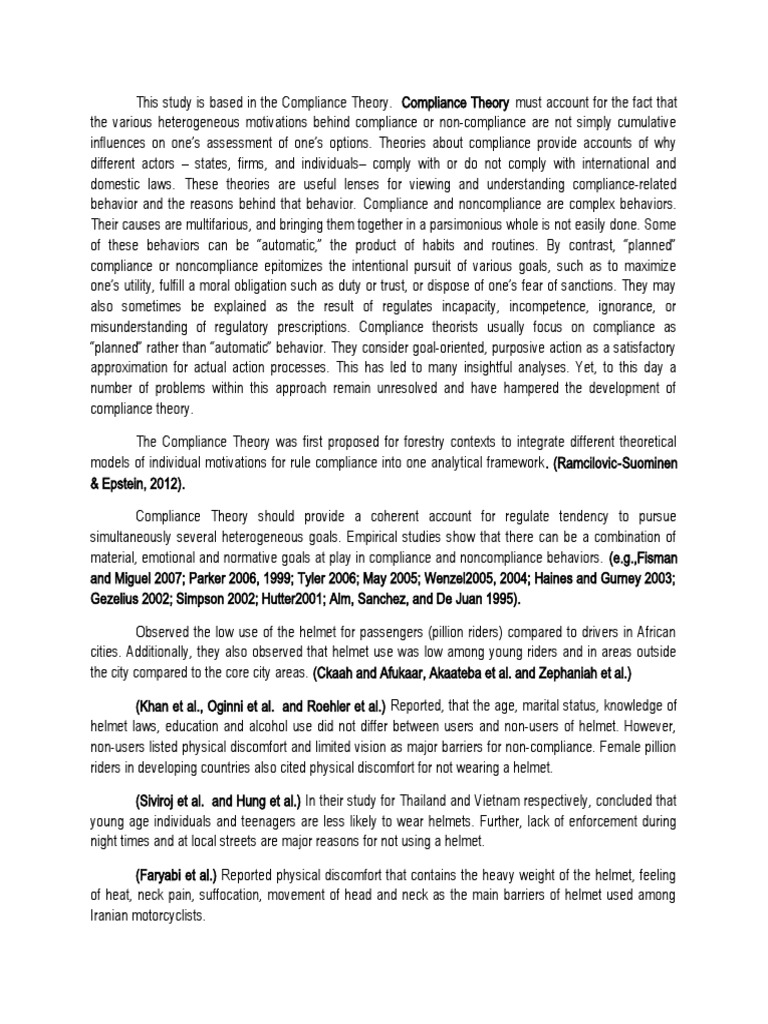 This Study Is Based in The Compliance Theory | PDF | Regulatory ...