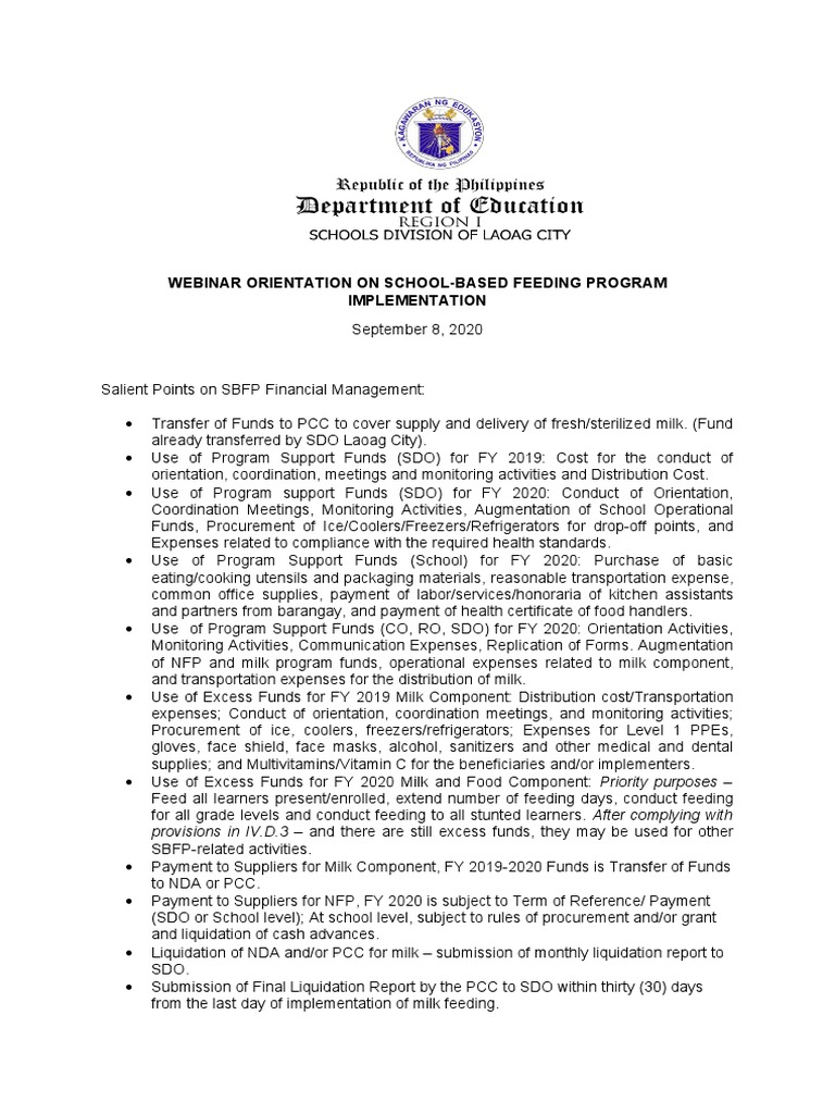 Webinar Orientation on School-Based Feeding Program Implementation ... Webinar Orientation on School-Based Feeding Program Implementation ...