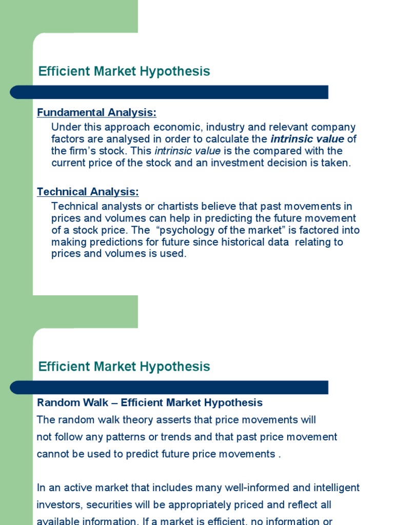 Efficient Market Hypothesis Fundamental Analysis Pdf Efficient