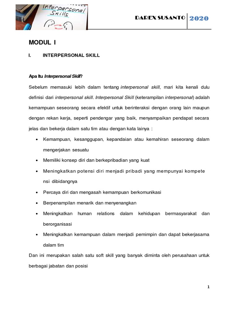 Modul Interpersonal Skill 2020 | PDF