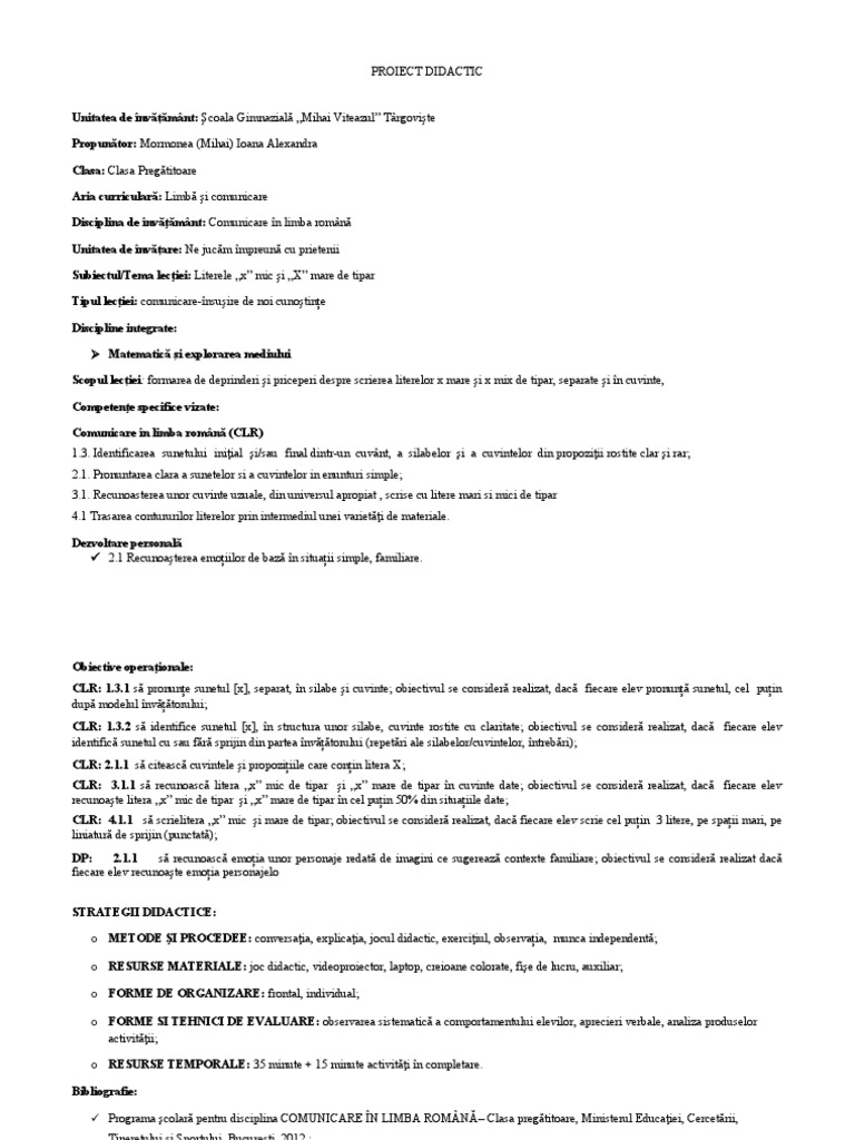 Proiect Didactic - CLR | PDF