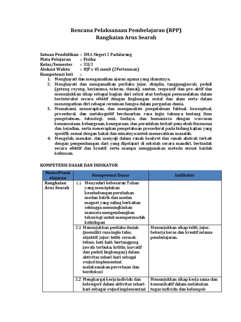 RPP Fisika Kelas Xii Semester Ganjil | PDF