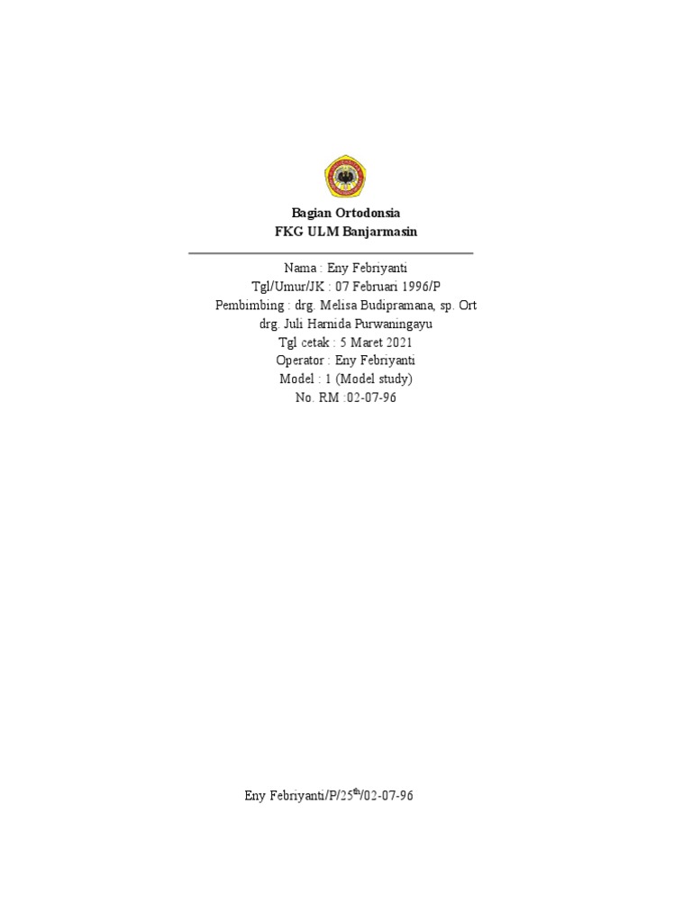 Nama Model Study Orto | PDF