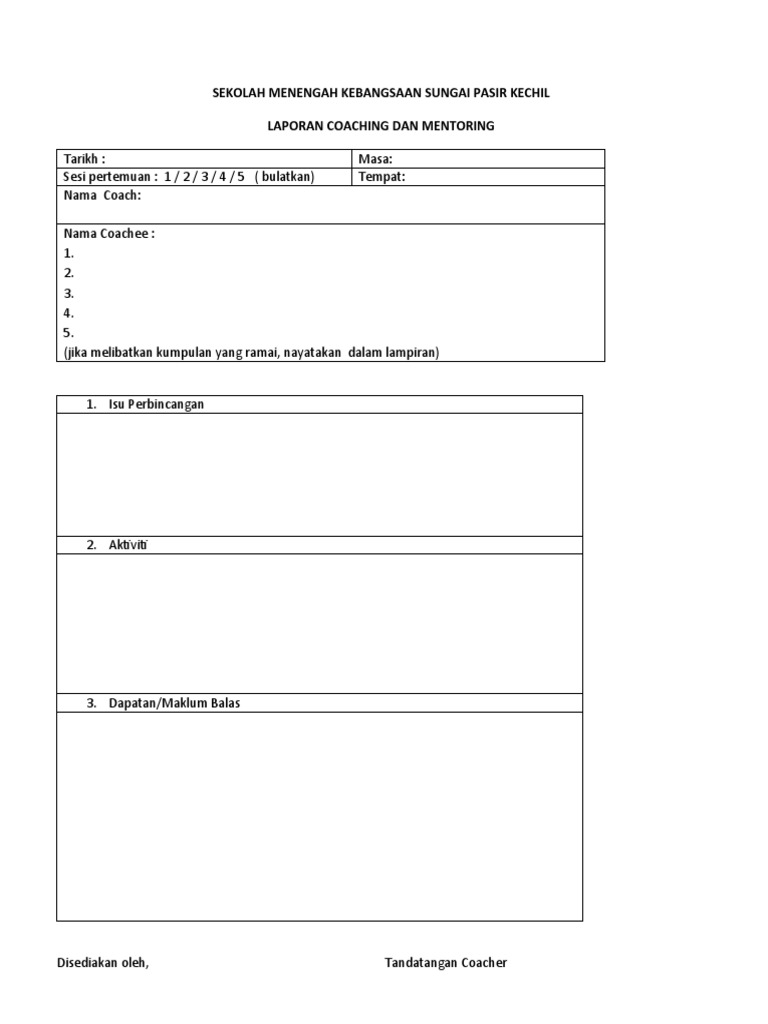 Laporan Coaching & Mentoring | PDF