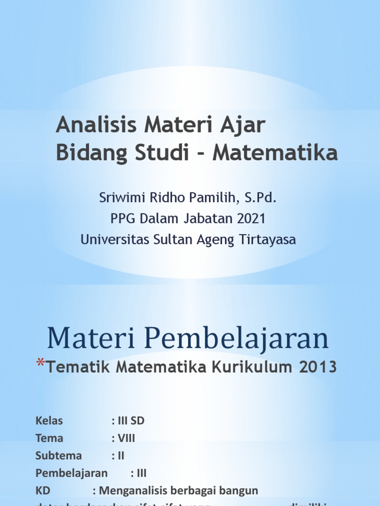 Analisis Materi Ajar Bidang Studi - Matematika | PDF | Kajian Bahasa Asing