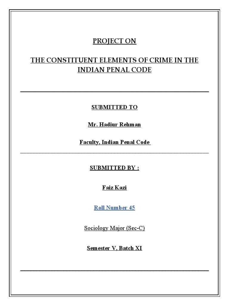 Elements of Crime Notes | PDF | Mens Rea | Crime & Violence