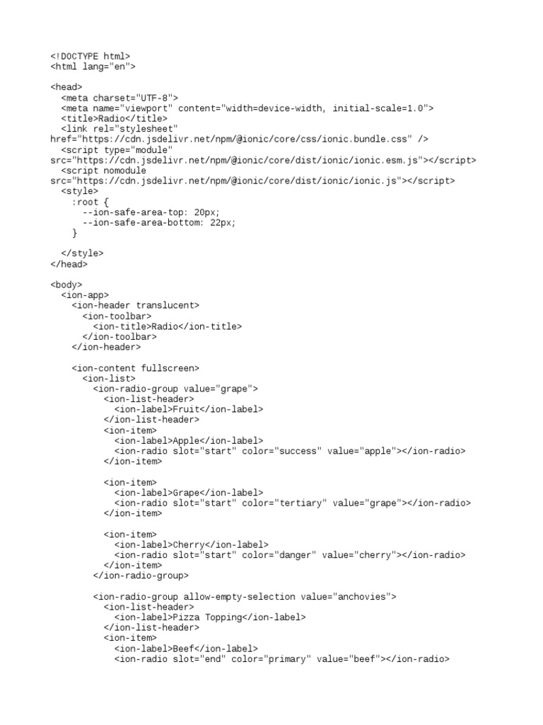 Ionic Radio Button | PDF