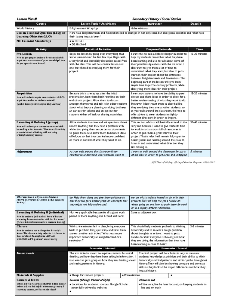 Enlightenment Wrap Up 1 | PDF | Lesson Plan | Behavior Modification