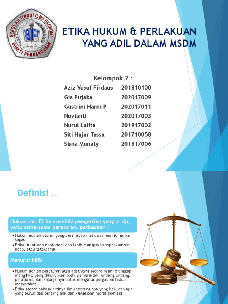Kel. 2 Etika, Hukum, & Perlakuan Yang Adil Dalam MSDM | PDF | Karier & Perkembangan | Sains ...