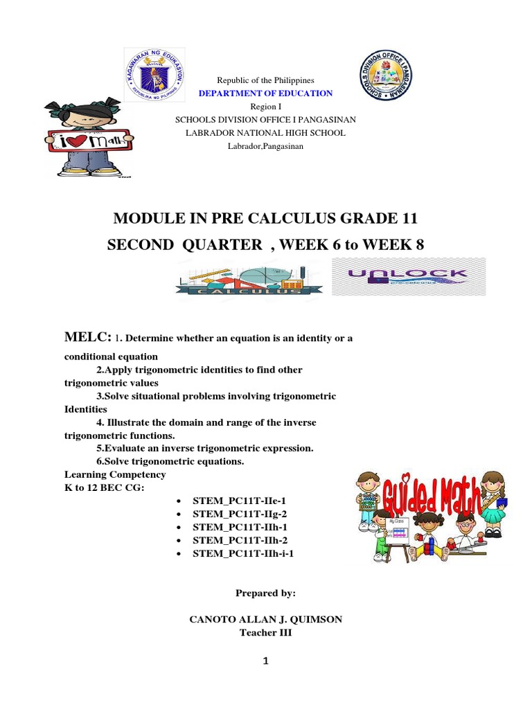 Module in Pre Calculus Grade 11 Second Quarter, Week 6 To Week 8 | PDF ...