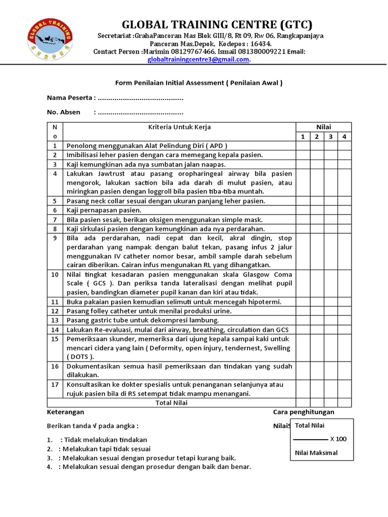 Form Penilaian Initial Assessment (Penilaian Awal) | PDF