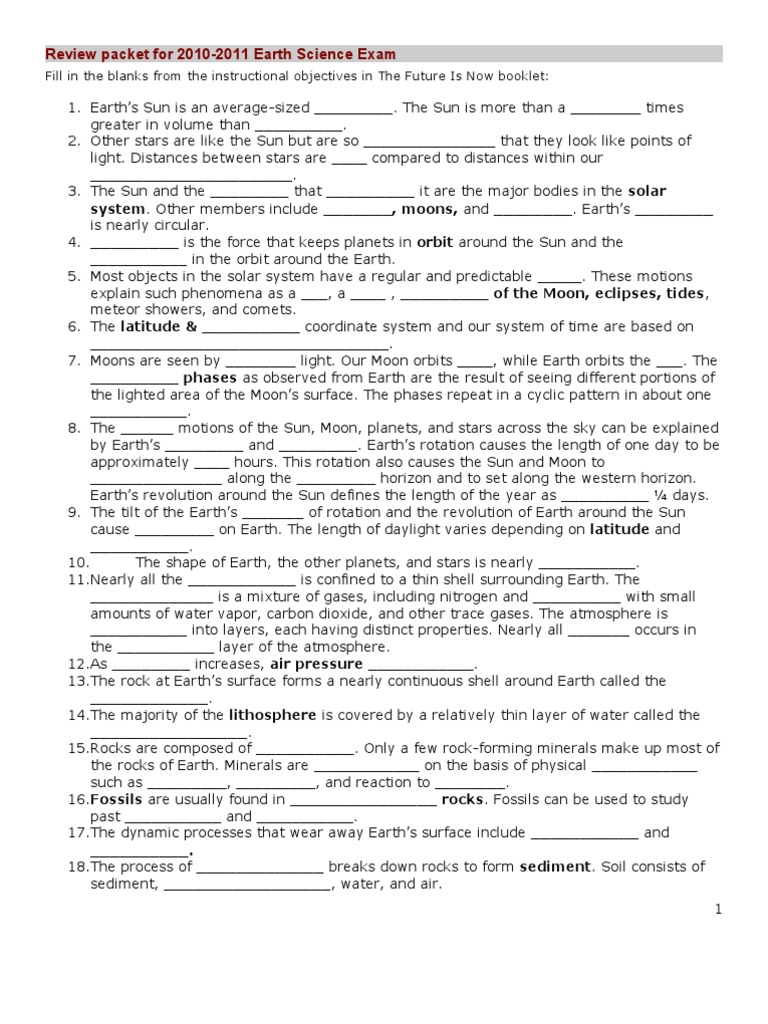 Review Packet-Earth Science | PDF | Earth | Rock (Geology)
