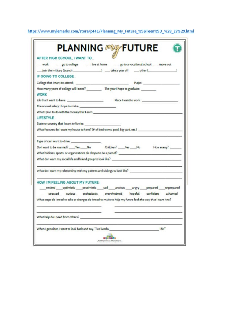 How I Plan My Future Worksheet | PDF