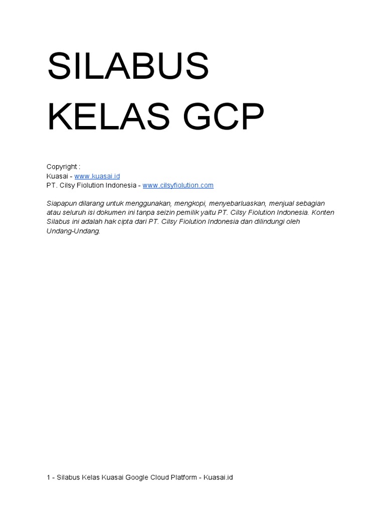 Silabus Kelas Google Cloud Platform - Kuasai - Id | PDF | Cloud Computing | Distributed ...