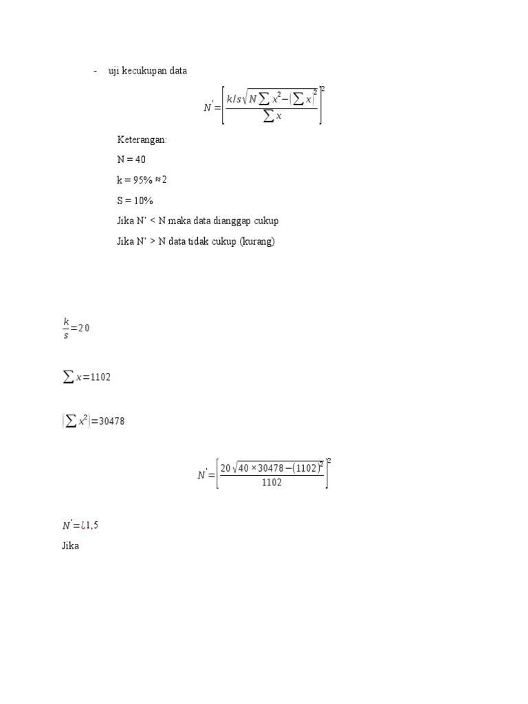 Uji Kecukupan Data Statistik | PDF