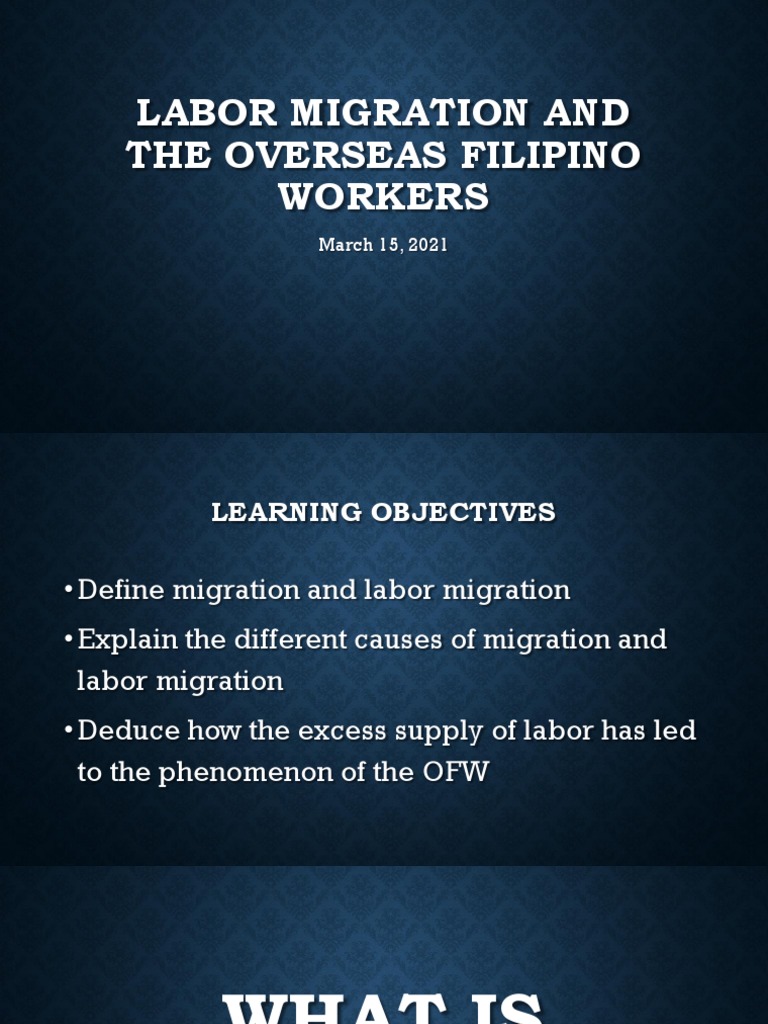 Lesson 2.3 Labor Migration and The Overseas Filipino Workers | PDF ...