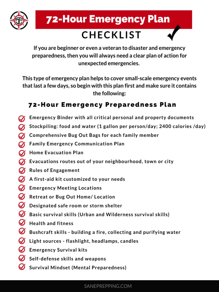 Emergency Preparedness Checklist Plan