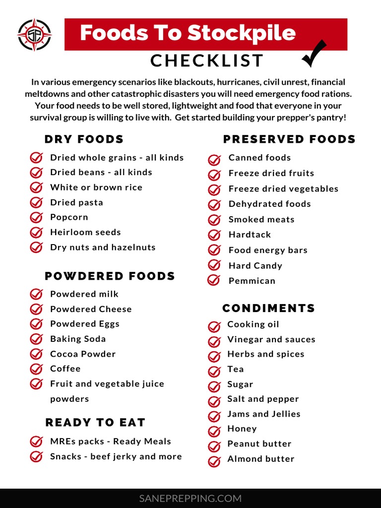Emergency Foods To Stockpile in Your Pantry Checklist | PDF