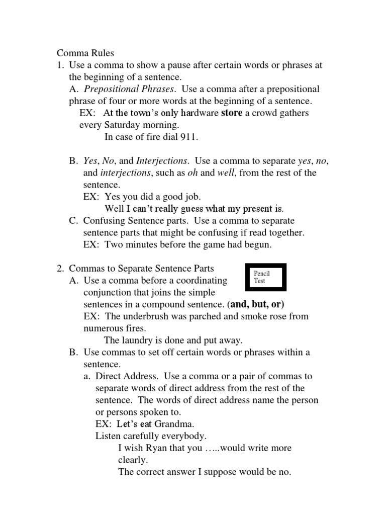 Comma Rules With No Commas | PDF | Comma | Grammar