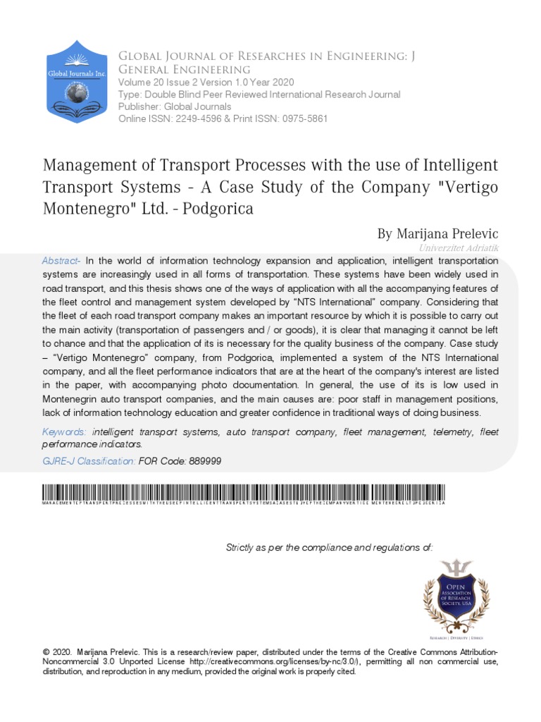 Management of Transport Processes With The Use of Intelligent Transport ...