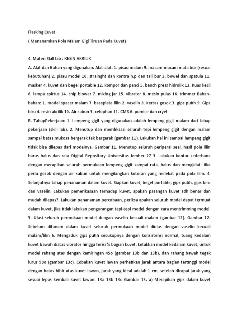 Proses Flasking dan Pembuatan Gigi Tiruan | PDF | Seni